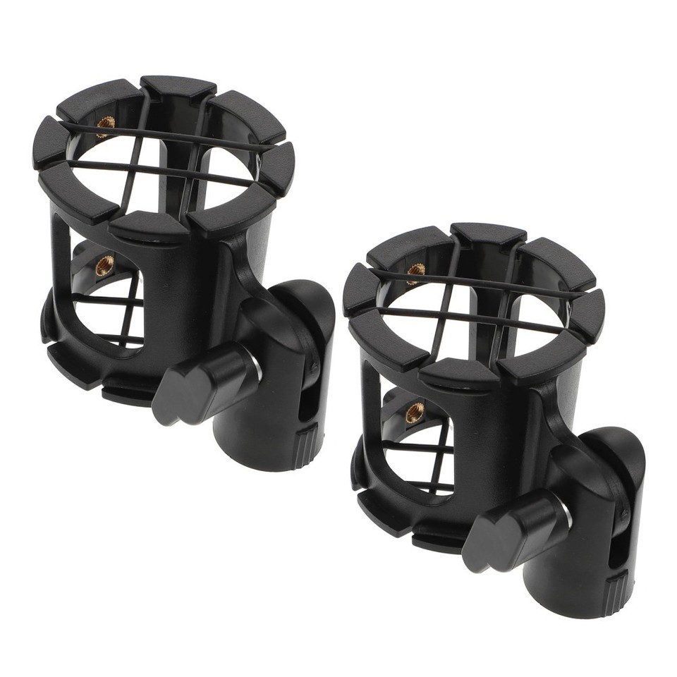 2pcs Mic Shock Mount Clamp Holder Black Plastic Anti-Vibration ...