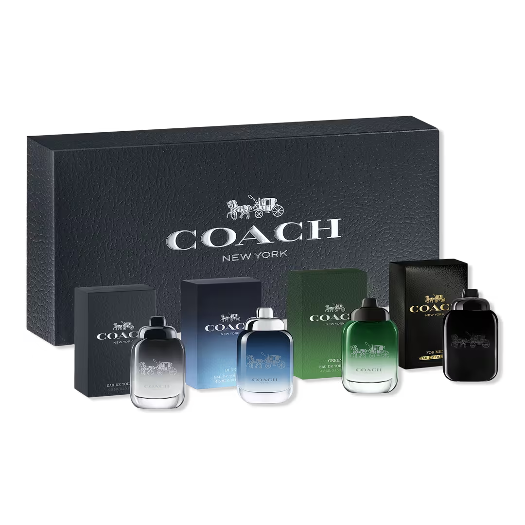 Coach 4 piece Mens Mini Cologne Set 2 x Coach NY, Blue, Green NIB | eBay
