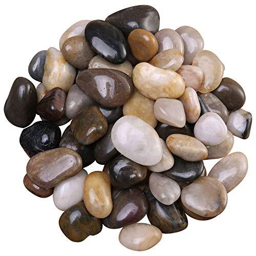 2 lb Natural Decorative Polished Mixed Color Pebbles, Small 2.0 Pounds ...