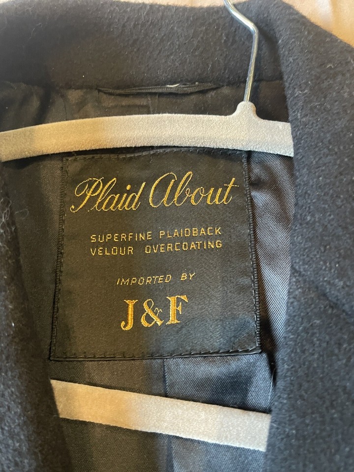 RARE Men’s Vintage Plaid About Superfine Plaid Back Velour Overcoating ...
