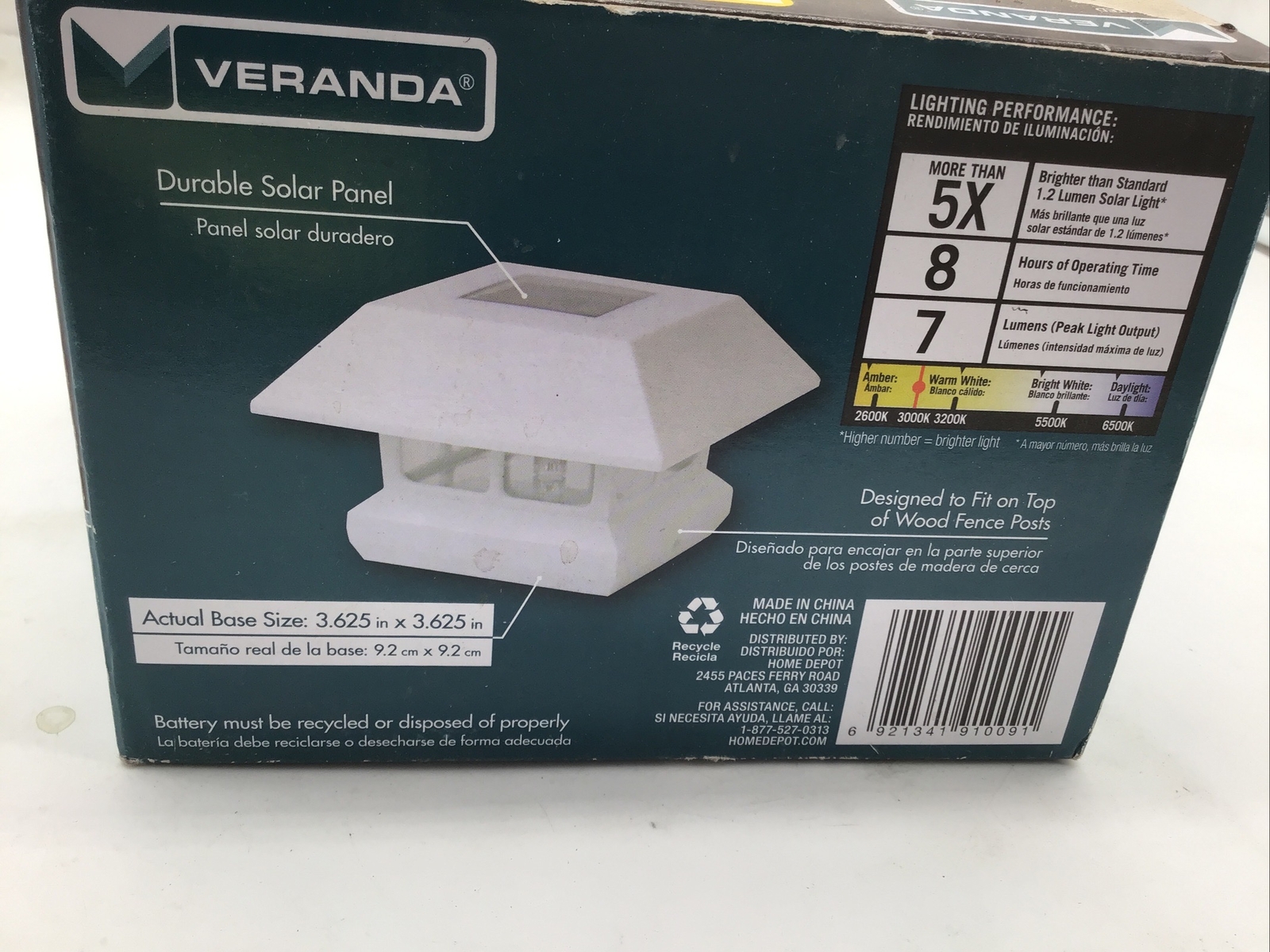 4 PC Veranda White Solar Rechargeable Post Cap LED Light for Deck or ...
