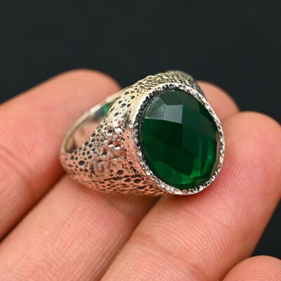 Green Emerild Men's Ring 925 Sterling Silver Handmade-Statement All ...