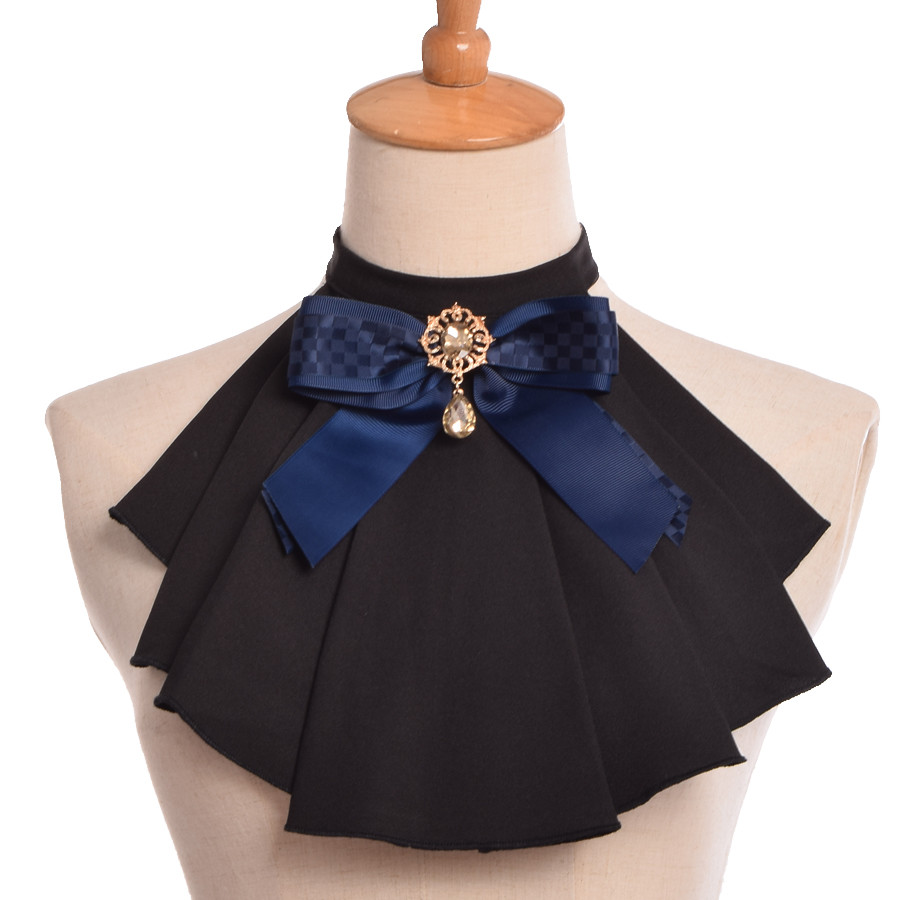 Women Jabot Neck With Bowknot Victorian Ruffles Collar Retro Chiffon ...
