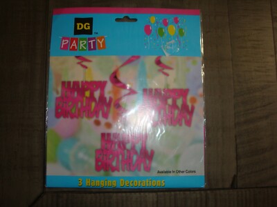 DG Party Pink "HAPPY BIRTHDAY" Hanging Decorations 3 pc NEW | eBay