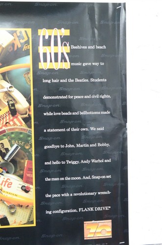 "NEW" Snap-on Tools Advertising Poster 1990 70th Anniversary 1960's ...