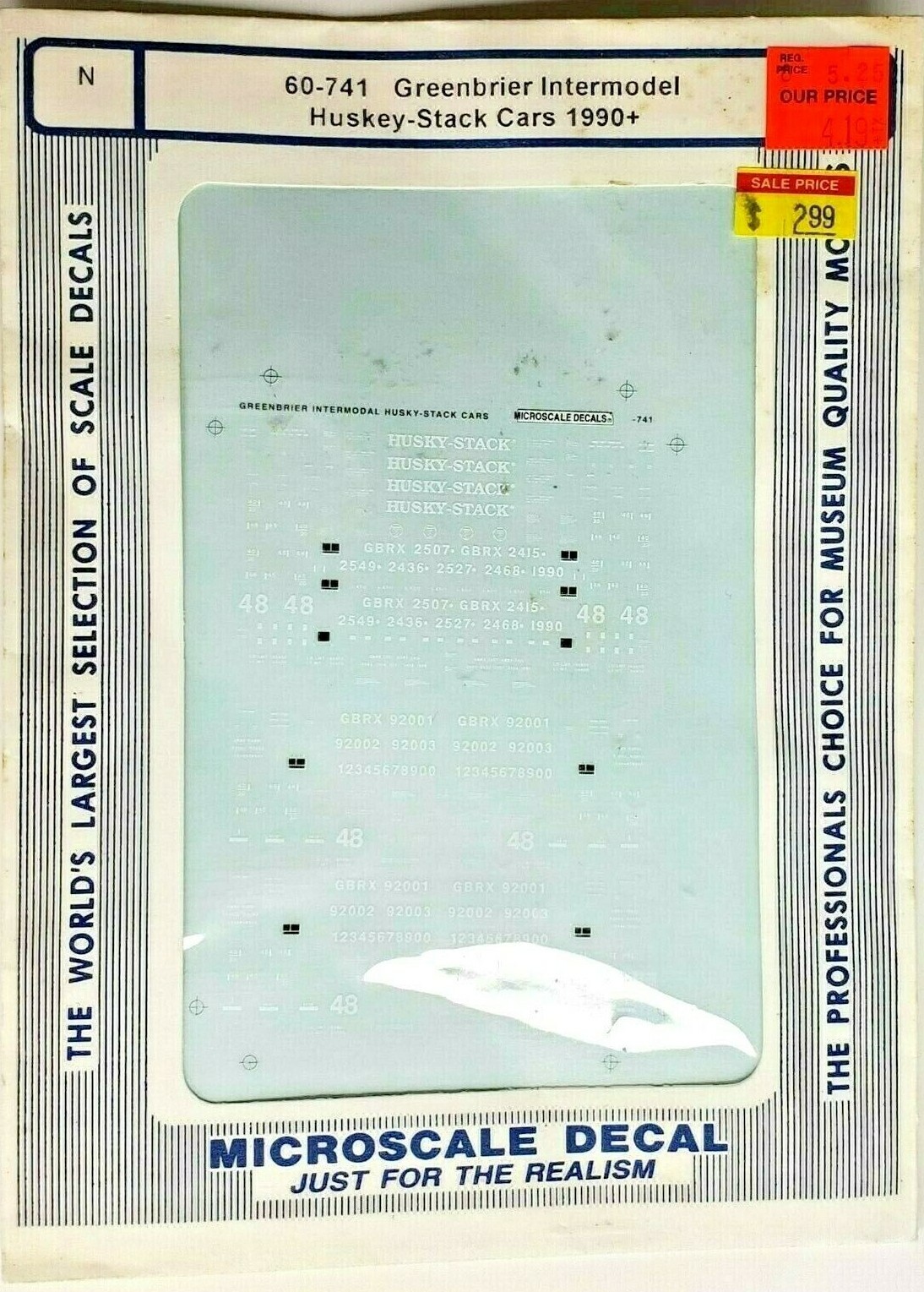 N Scale Decals Microscale #60-741 Greenbrier Intermodal Huskey-Stack ...