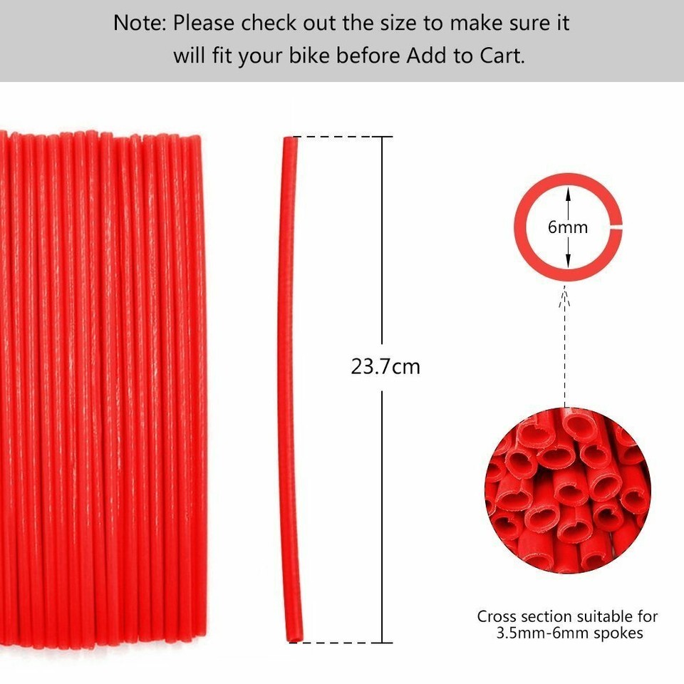 72pcs Red Wheel Spoke Skin Cover Wrap Kit FOR Motorcycle Motocross Dirt ...