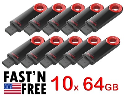 Lot 10 x SanDisk 64GB Cruzer Dial USB Flash Memory Pen Drive SDCZ57 ...
