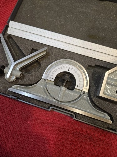 SQUARE SET Machinist Combination 4 Piece 12" Rule Center Protractor ...