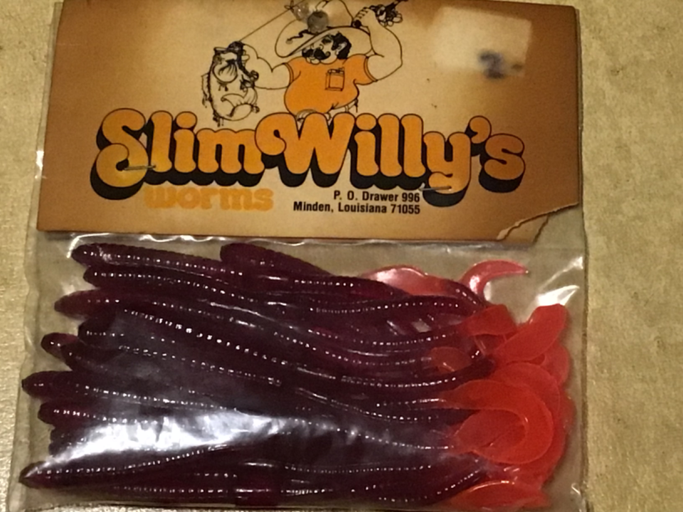 Vintage Slim Willy's Worms, 18 Count (?), Made in the USA, Dark Red w ...