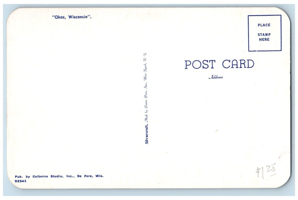 Okee Wisconsin WI Postcard Aerial View Field Exterior View c1940 ...