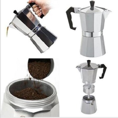 Cuban Coffee Maker Espresso 3 Cup Aluminum Construction for Cafe con ...