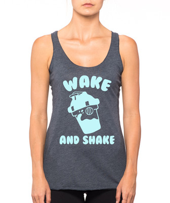 WAKE & SHAKE protein cardio run lift work out gym cross fit Women's ...