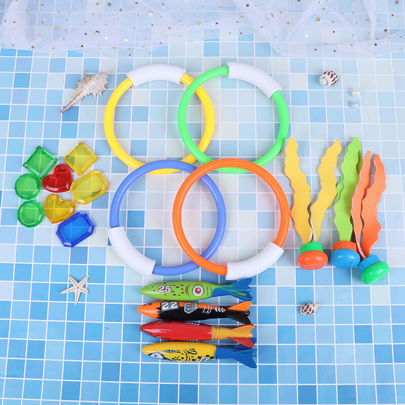 19pcs Swimming Pool Throwing Diving Toys Underwater Rings Diving Circle ...
