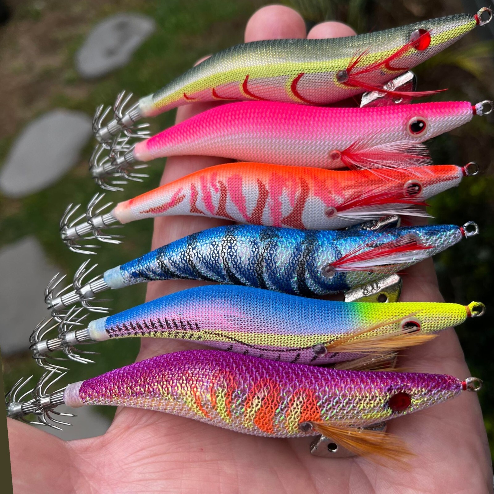 6 SQUID JIGS LURE 3.0 EGI GLOW TAIL Tackle Calamari Squid Jig Fishing ...