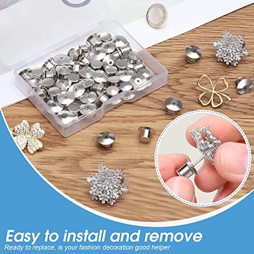 Metal Locking Pin Backs Pin Locks Keepers Clasp for Brooch Badge, 20 ...