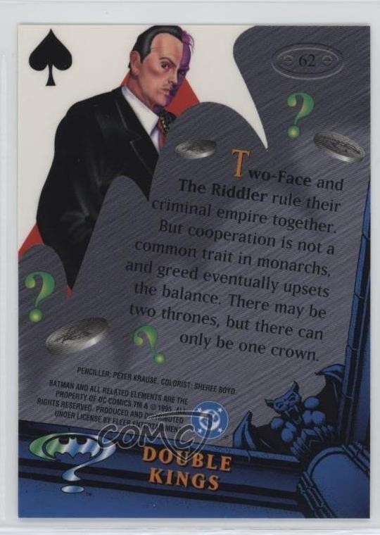 1995 Fleer Metal Batman Forever Two-Face Riddler Double Kings #62 0y5o ...