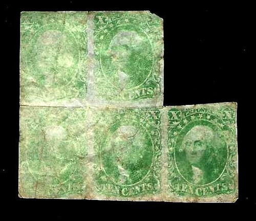 stk USA scott #16, 14/15 block of 5 unused only known block with 2 16s ...