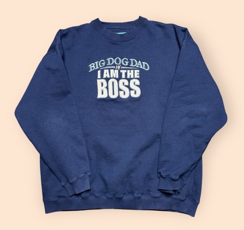 Vintage 1990s Big Dogs Crewneck Sweatshirt XL Blue Big Dog Dad Boss Vtg ...