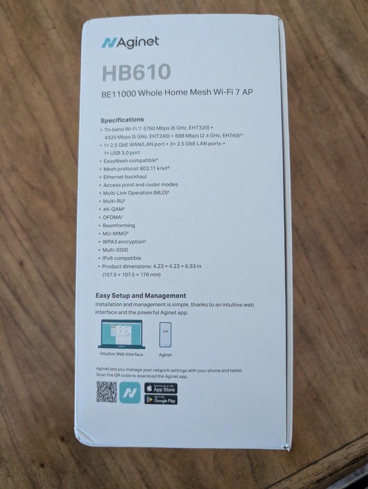 TP-Link BE11000 HB610 (Qty. 1) Aginet Whole Home Tri Band Mesh Wi-Fi 7 ...