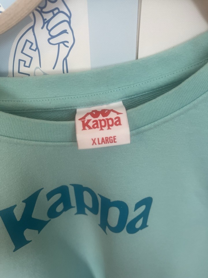 Kappa Light Blue Pullover Sweater Logo Crew Neck XL Long Sleeve Cotton ...