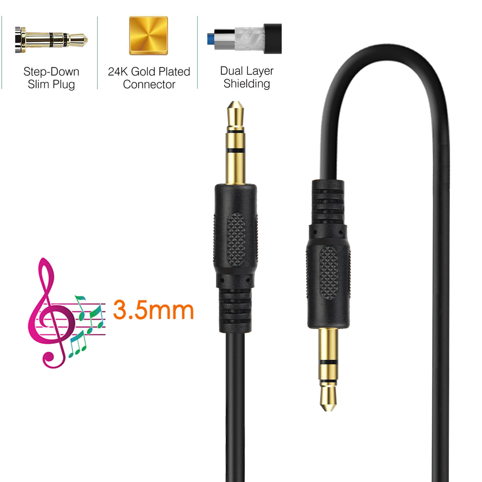 Aux Cable 3.5mm 1/2/4m Male to Male Auxiliary Cord for Car for Beats by ...