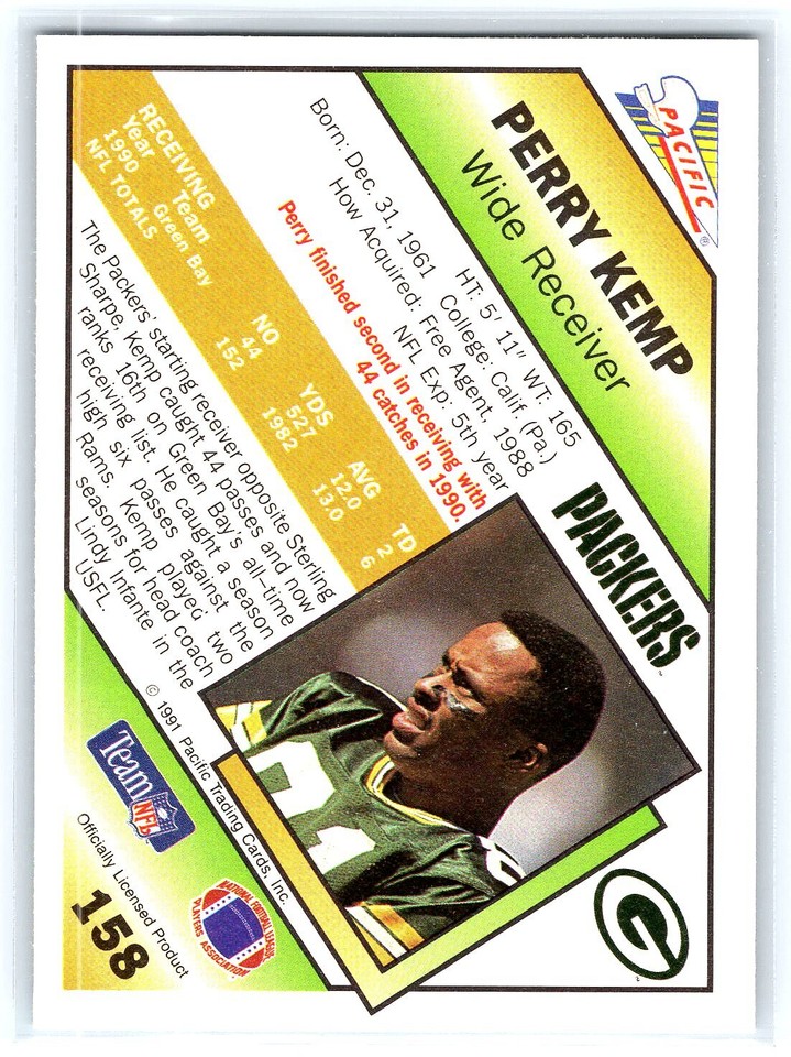 1991 Pacific Football #158 Perry Kemp Green Bay Packers | eBay