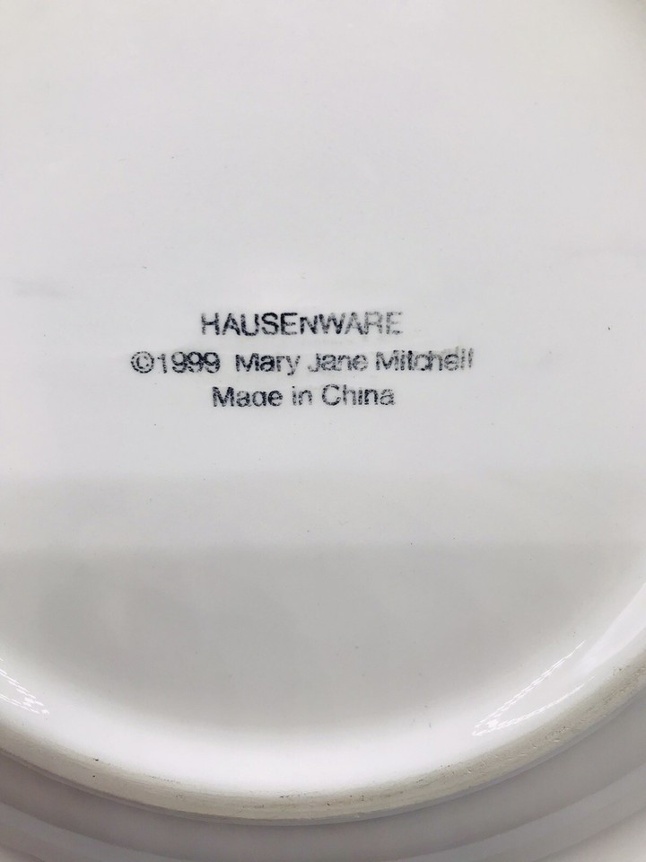 Hausenware Mary Jane Mitchell Black Cat Plates two 8" Ceramic 1999 Folk ...