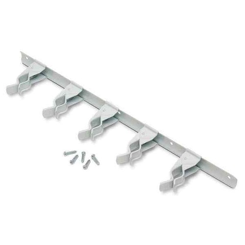 17 in. White Steel Wall Mounted Spring Storage Clip Bar Organizer ...