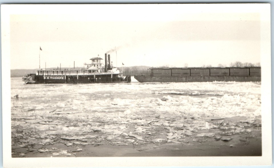 1920s SS Thorpe Towboat Steamboat Sternwheeler Ice River Snapshot Photo ...