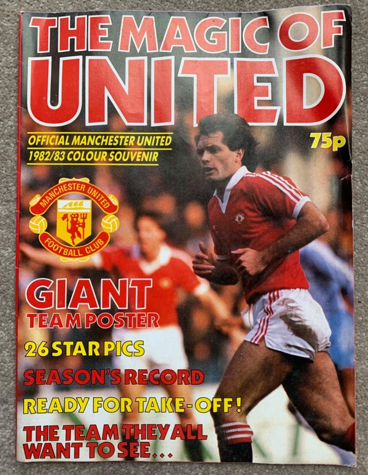 MANCHESTER UNITED FC Vintage 1982 1983 TEAM FOOTBALL POSTER MAGIC of ...