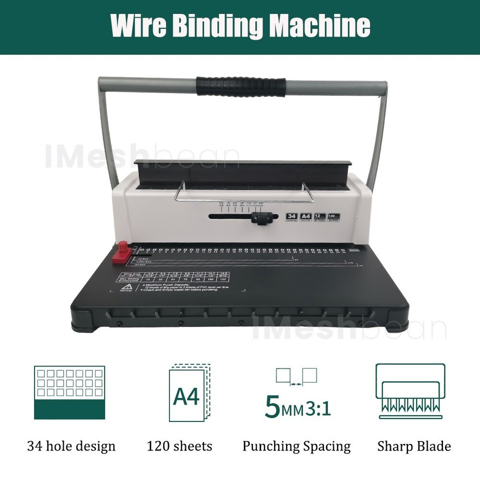 Manual Spiral Coil Binding Machine 34 Holes Puncher Documents Office ...