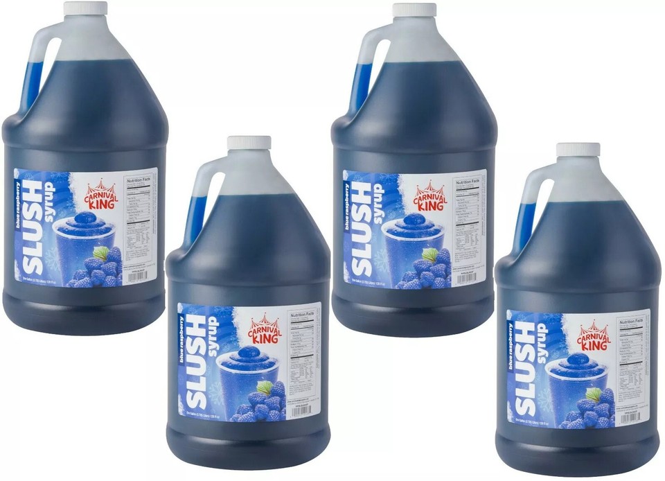 4 Pack Case Slushy Machine Syrup 1 Gallon Blue Raspberry Syrup Frozen ...