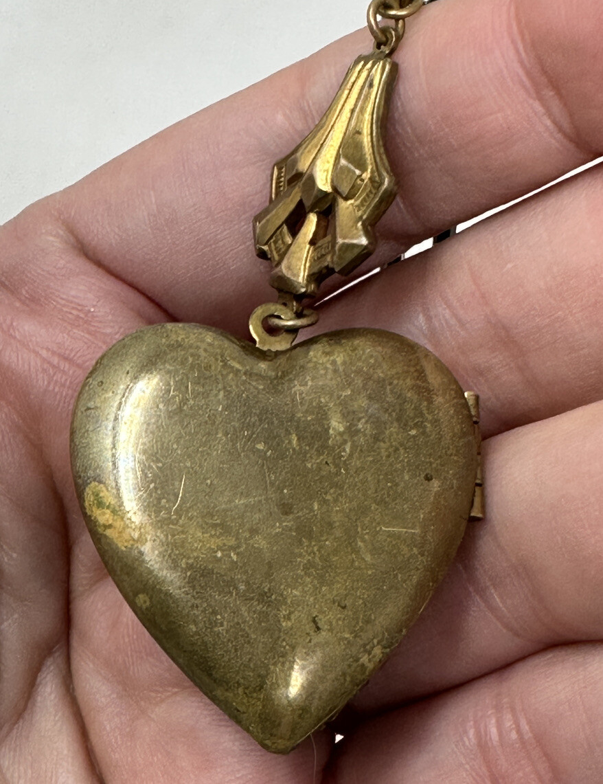 Vintage Art Deco Black Crystal Pearl Filigree Heart Love Locket Pendant ...