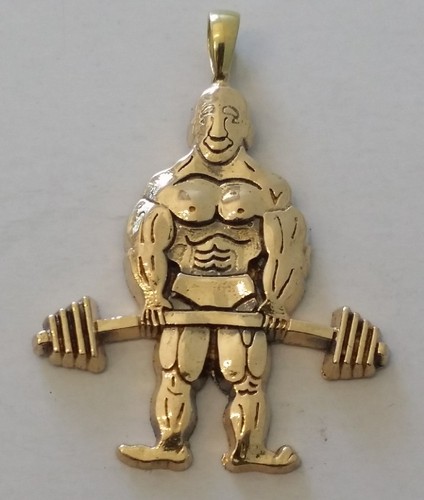 Bodybuilder Pendant 14k yellow solid gold old Joe Bodybuilding Gold's ...