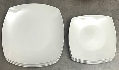 Lot of 7 Godinger Gathering Square White Plates: 3 Plates 9-1/2" & 4 ...