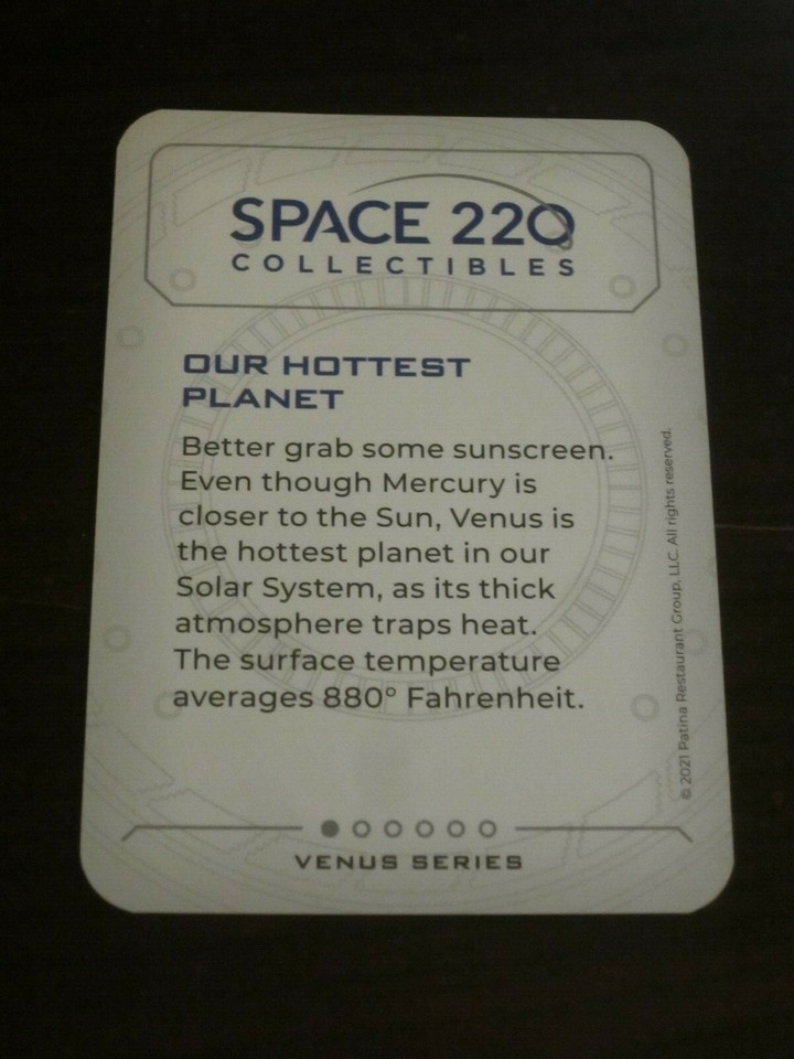 Disney World Epcot SPACE 220 Restaurant Trading Card Venus A Real ...