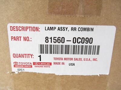 Genuine OEM Toyota 81560-0C090 Driver LH Rear Tail Light Assy 2010-2013 ...
