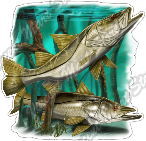 Snooks Swimming Fishing Fisherman Snook Car Bumper Vinyl Sticker Decal ...