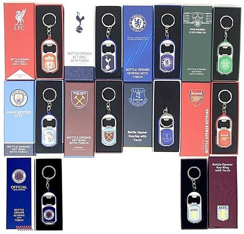 FOOTBALL FC BAR BOTTLE OPENER TORCH LIGHT KEYCHAIN NOVELTY KEYRING KEY ...