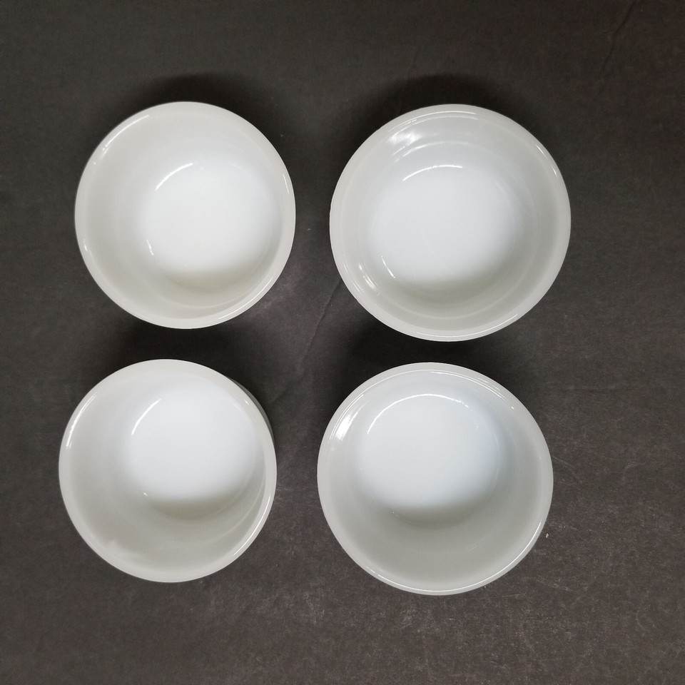 4 Glasbake Custard Cup Vintage White Milkglass Ramekin Prep Bowl Set | eBay