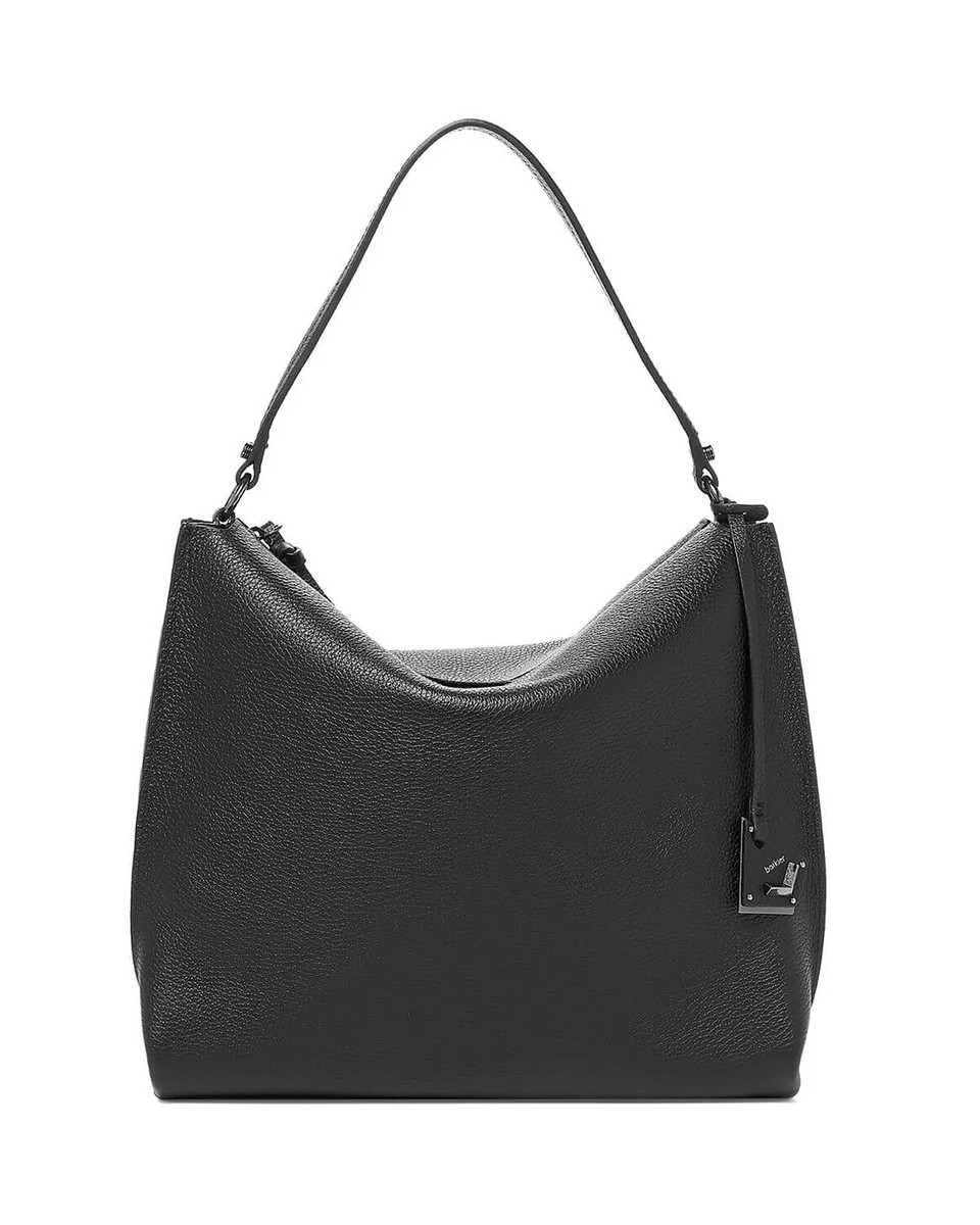 Botkier Logo BOTKIER Warren Leather Women's Shoulder Hobo Bag BLACK