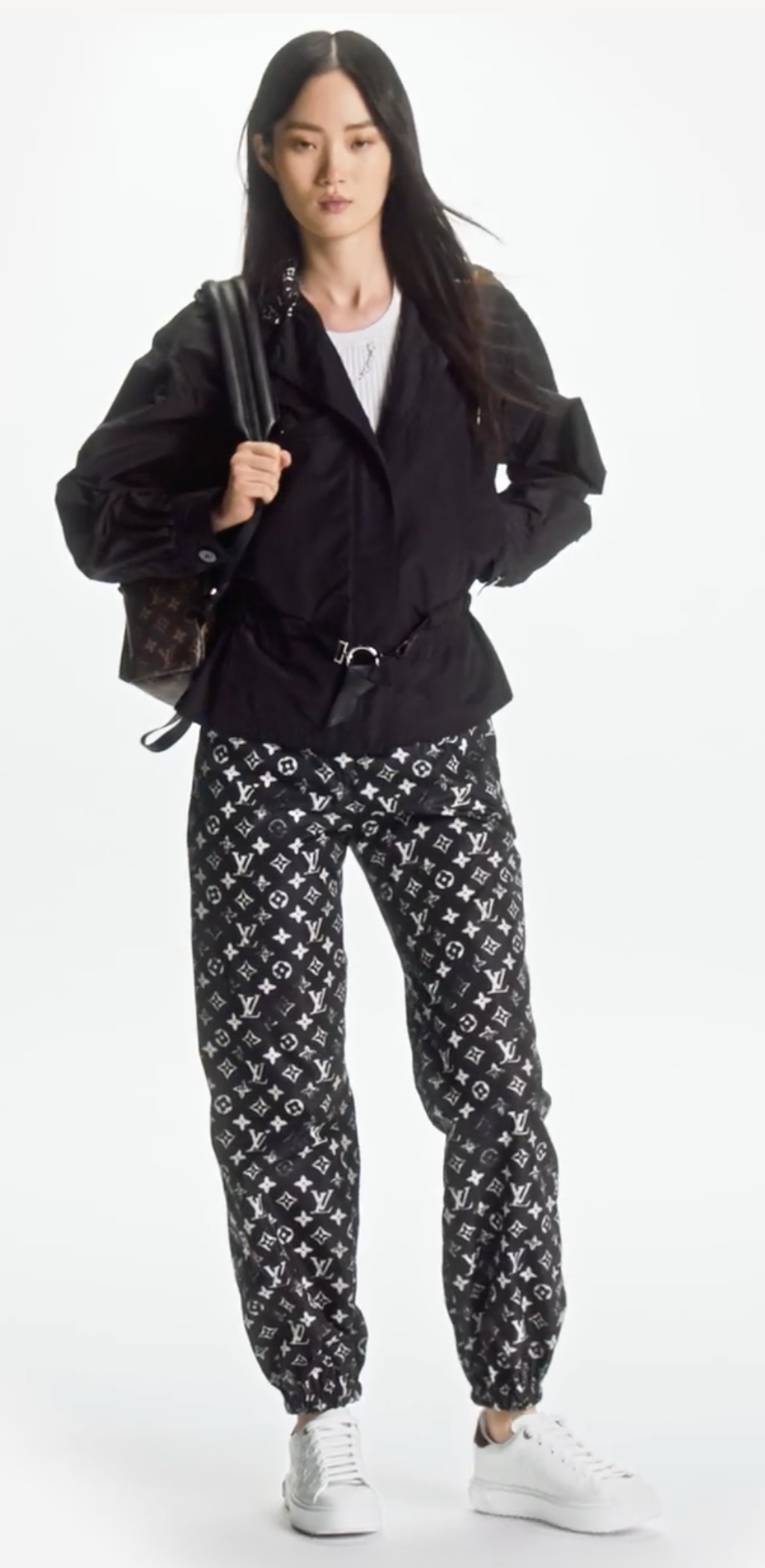 Louis Vuitton Stencil Effect Black White Monogram Logo Jogging Jogger ...