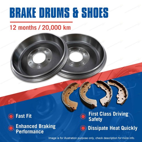 Rear Brake Drums + Brake Shoes for Subaru L Series 4WD 1986-On Premium ...