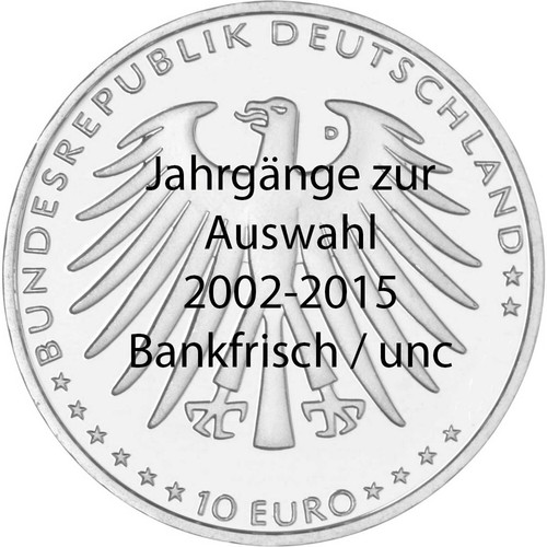 10 Euro Deutschland 2002-2015 Bankfrisch, unc alle Jahrgänge zur ...
