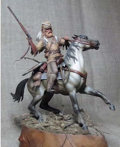 1/24 Scale Mountain Man on Horseback Resin Model Kit American Frontier ...