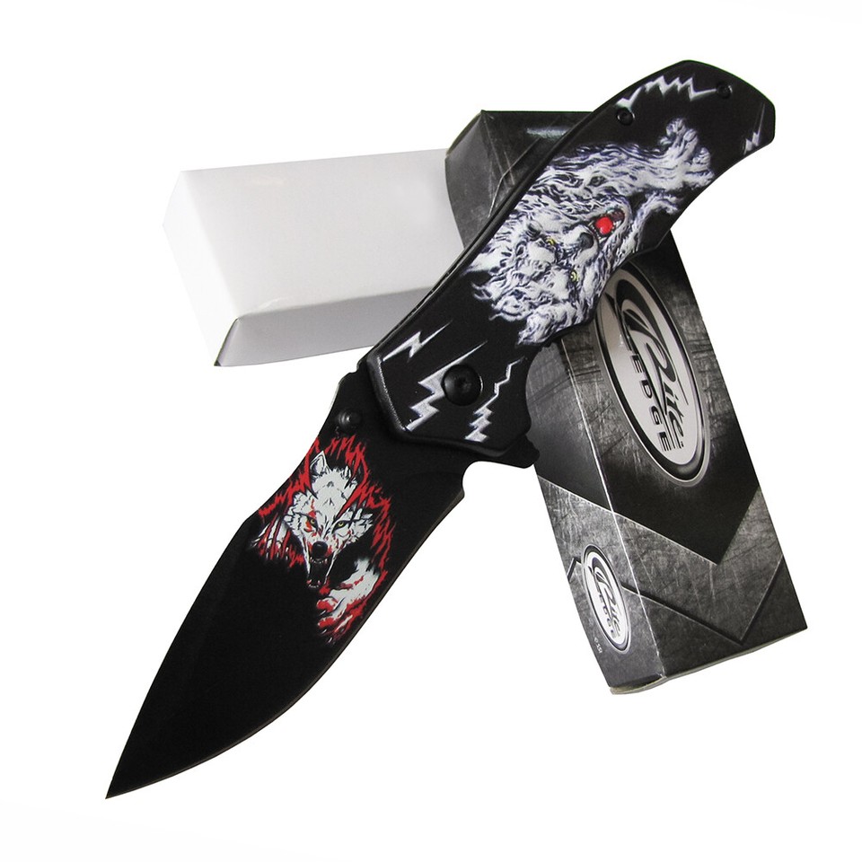 White Werewolf HUNTER WOLF Spring Assisted Folding KNIFE - Rite Edge ...