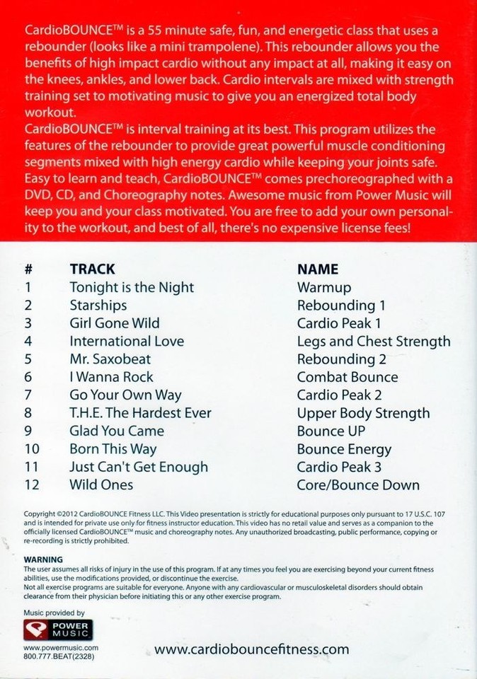 CARDIO BOUNCE INSTRUCTOR WORKOUT KIT DVD NEW SEALED REBOUNDING MINI ...