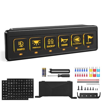 Wireless 6 Gang Switch Panel Led Touch Remote Control Led Light Switch ...