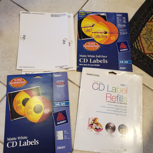 NEW LOT of 80 CD Avery Disc Labels Memorex Refills Stomper Ink Jet ...